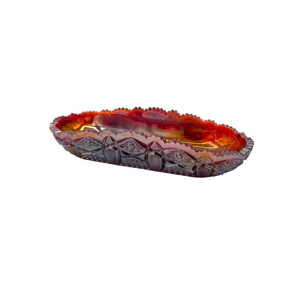 Vintage | Dining | Vintage Le Smith Ruby Red Orange Iridescent Carnival ...